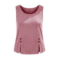 Aezemi Women Plaid Sleeveless T Shirt, Split Hem Button Round Neck Tank ...