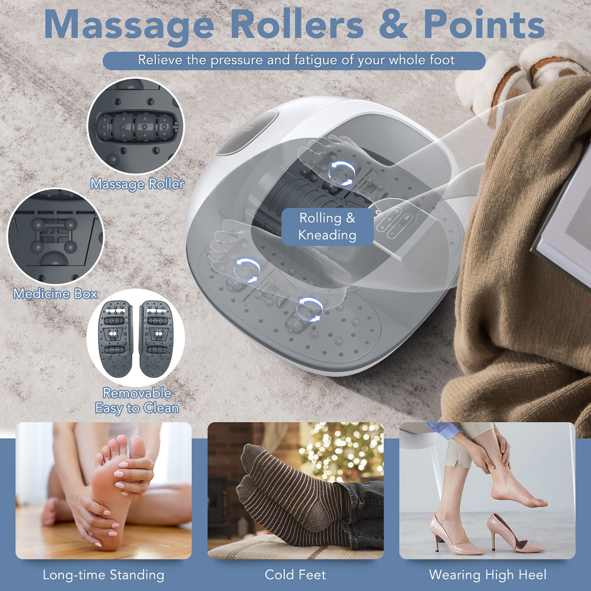 Costway Steam Foot Spa Massager Foot Bath Massager With 3 Heating