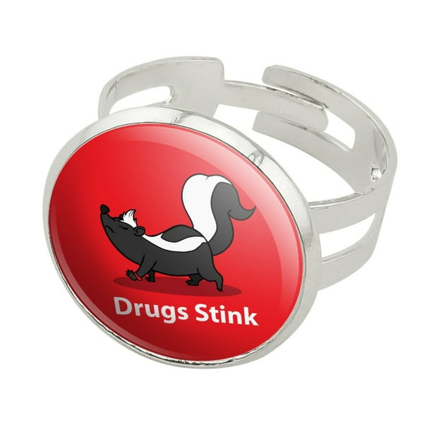 Drugs Stink Skunk Silver Plated Adjustable Novelty Ring - Walmart.com