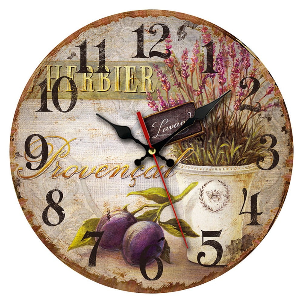 IMMEKEY Vintage Rustic Wall Clock, Silent Wooden Dial Flower Timer ...