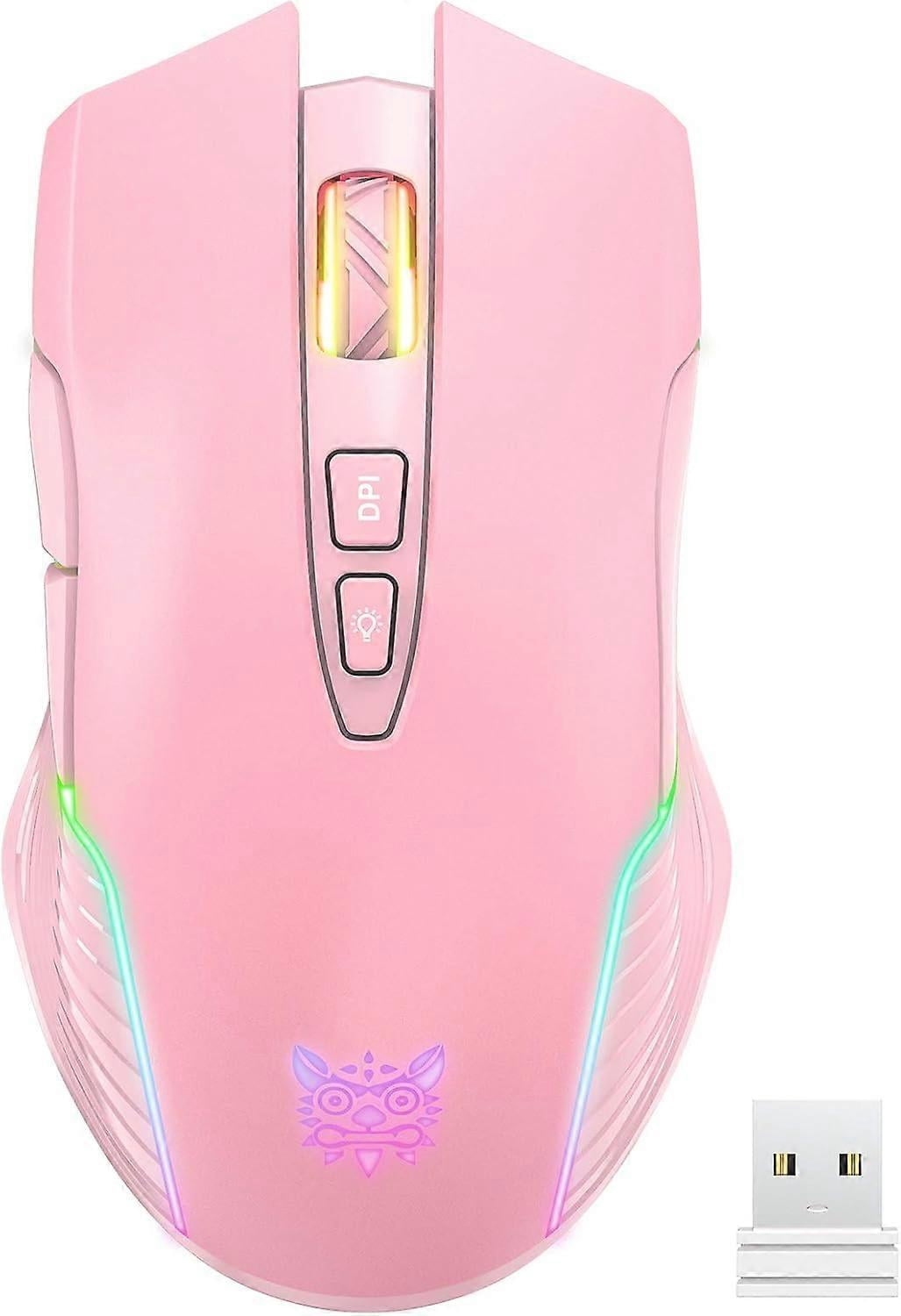 Gamer's Choice, Ergonomic Pink Wireless Gaming Mouse, Adjustable DPI ...