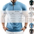 Ceisia Men Vertical Striped Half Zip Stand Collar Raglan T Shirt Slim ...
