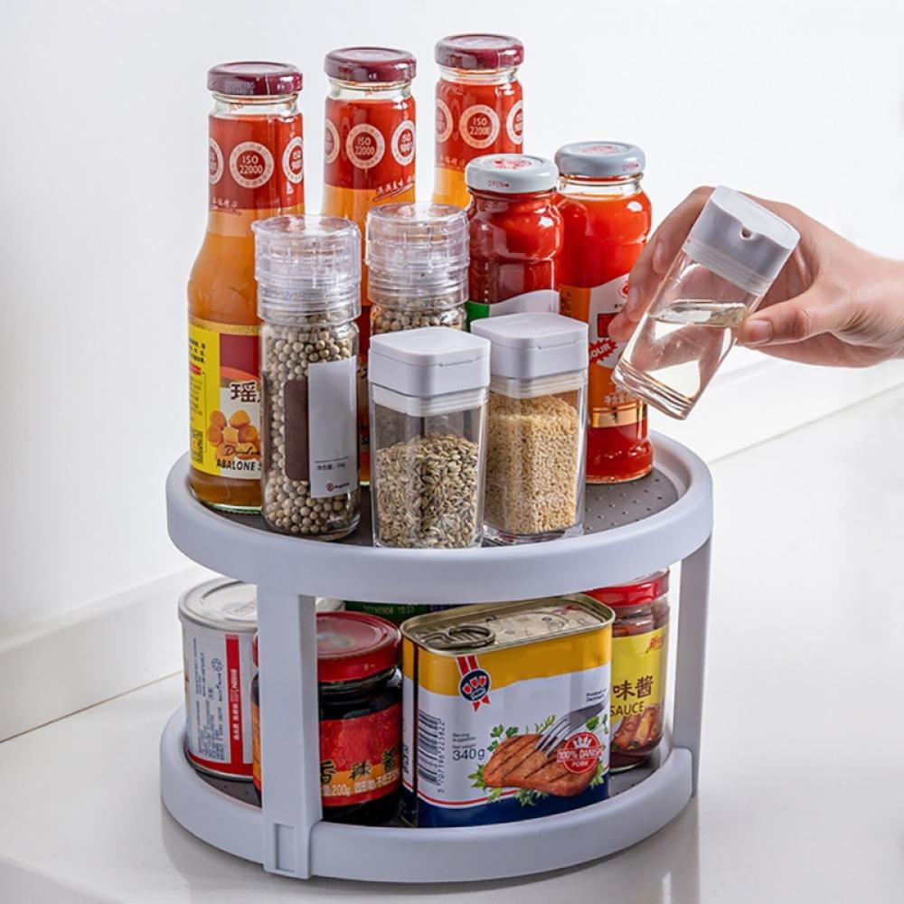 2-Tier Rotating Storage Box - Tiered Rotating Kitchen Spice Organizer ...