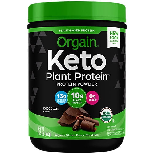 Orgain Keto Plant-Based Protein Powder, Vegan, Gluten Free, Chocolate ...