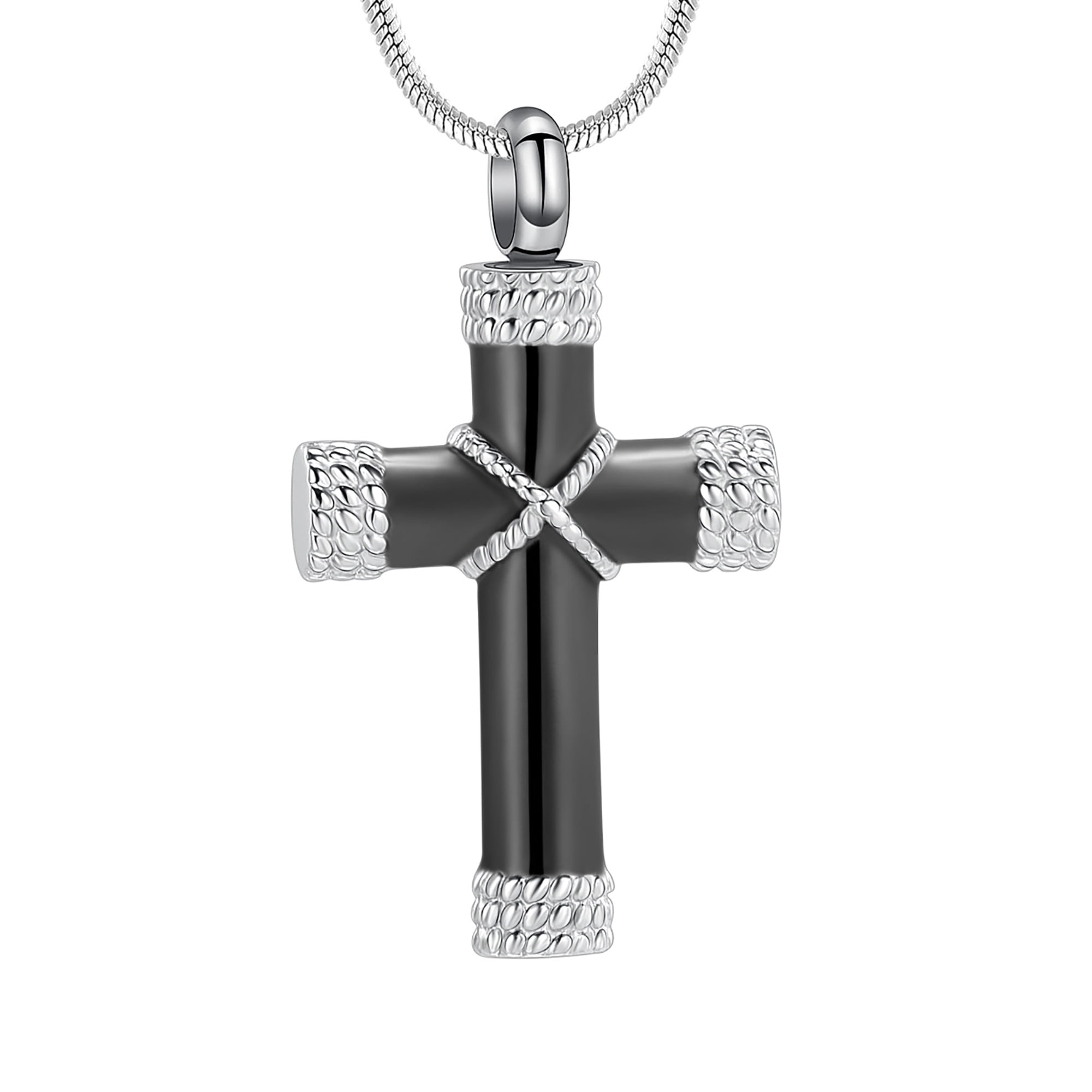 Rope Winding Cross Cremation Ashes Urn Pendant Necklace Memorial ...