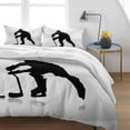 4 Piece Duvet Cover Set Twin, Black Hockey Player Silhouette Soft ...