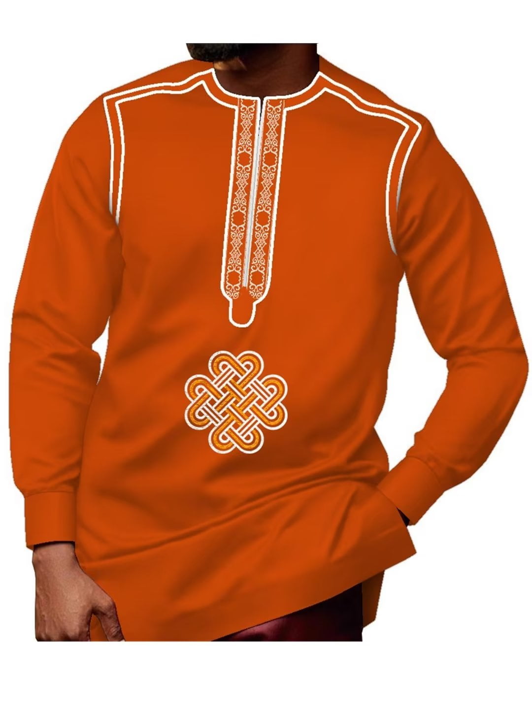 African Men Long Sleeve Robe Shirt Soft Smoothy Embroidery Tops Party ...