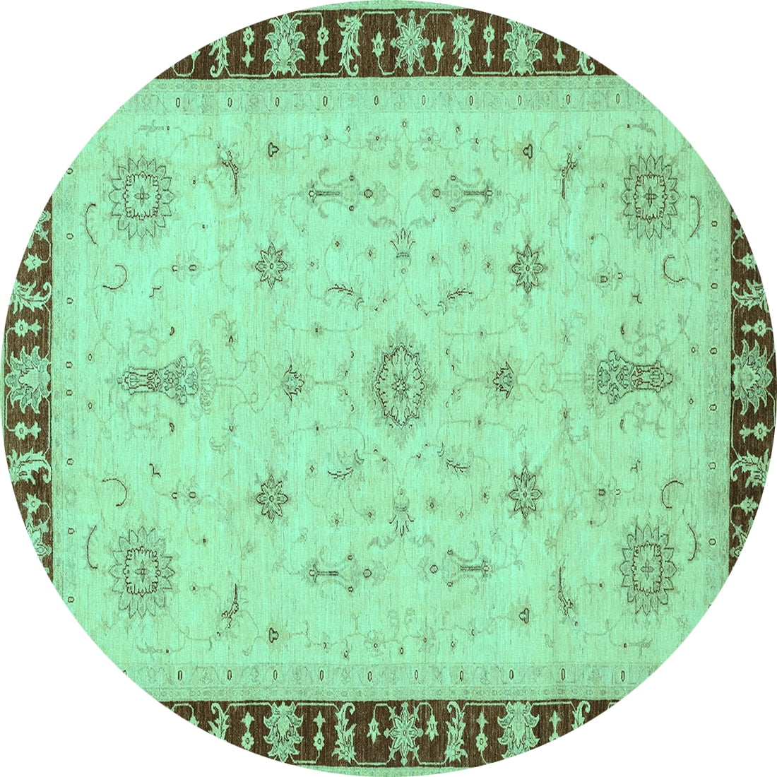 Ahgly Company Indoor Round Oriental Turquoise Blue Traditional Area ...