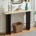 Modern Travertine Texture Console Table – 46.8" Narrow Stone Entryway ...