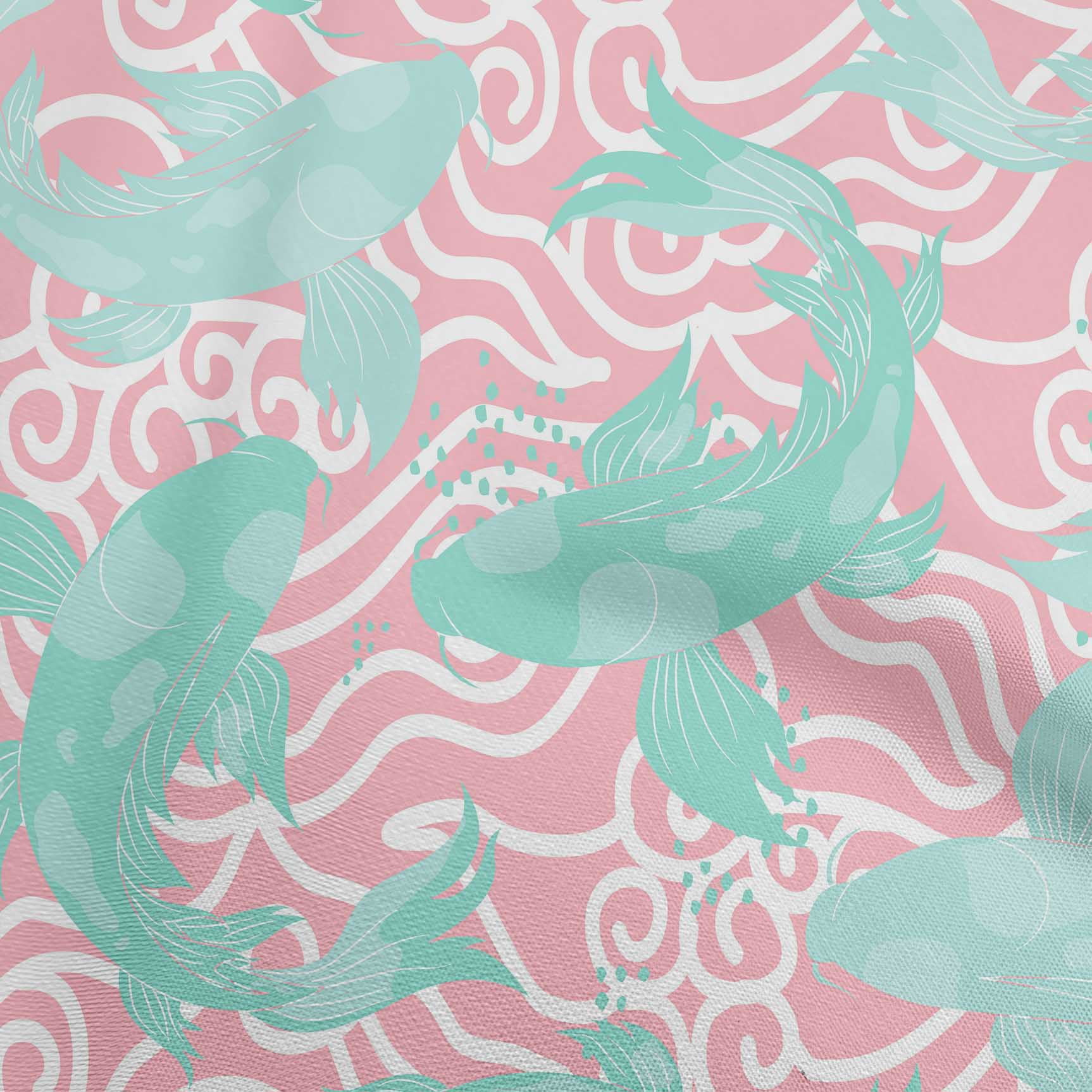 oneOone Cotton Silk Light Pink Fabric Asian Japanese Koifish Dress ...