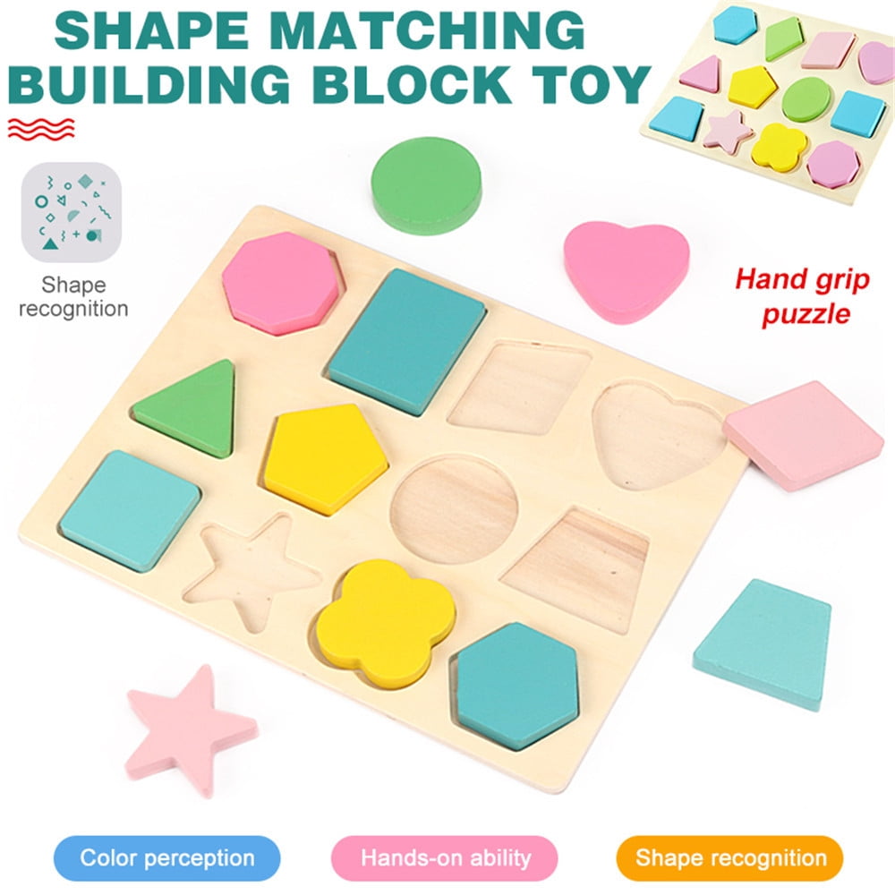 AMERTEER Baby Kids Wooden Learning Geometry Educational Toys Puzzle ...