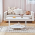 Coffee Table for Room, Oval Small Coffee Table with 2-Tier Open Storage ...