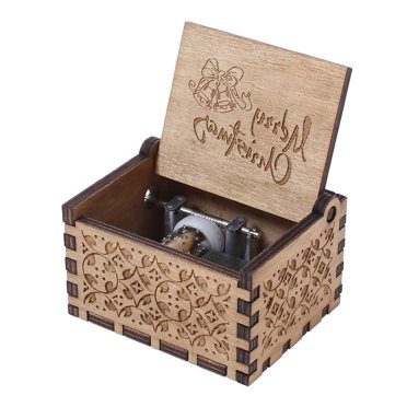 Wood Music Box Mini Vintage Engraved Hand-Operated Musical Box Birthday ...