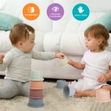 Baby Stacking Cup Bath Toy for Toddlers 1-3, 8 PCS Stackable Nesting ...