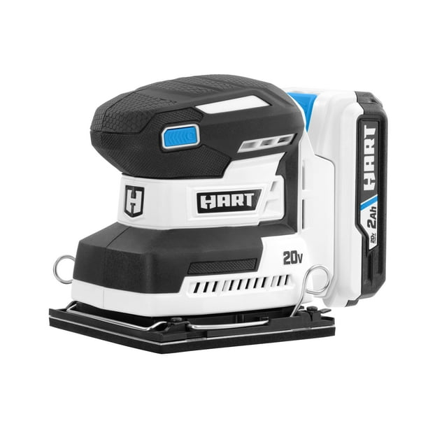 HART 20-Volt Cordless 1/4 Sheet Sander Kit, (1) 2.0Ah Lithium-Ion ...