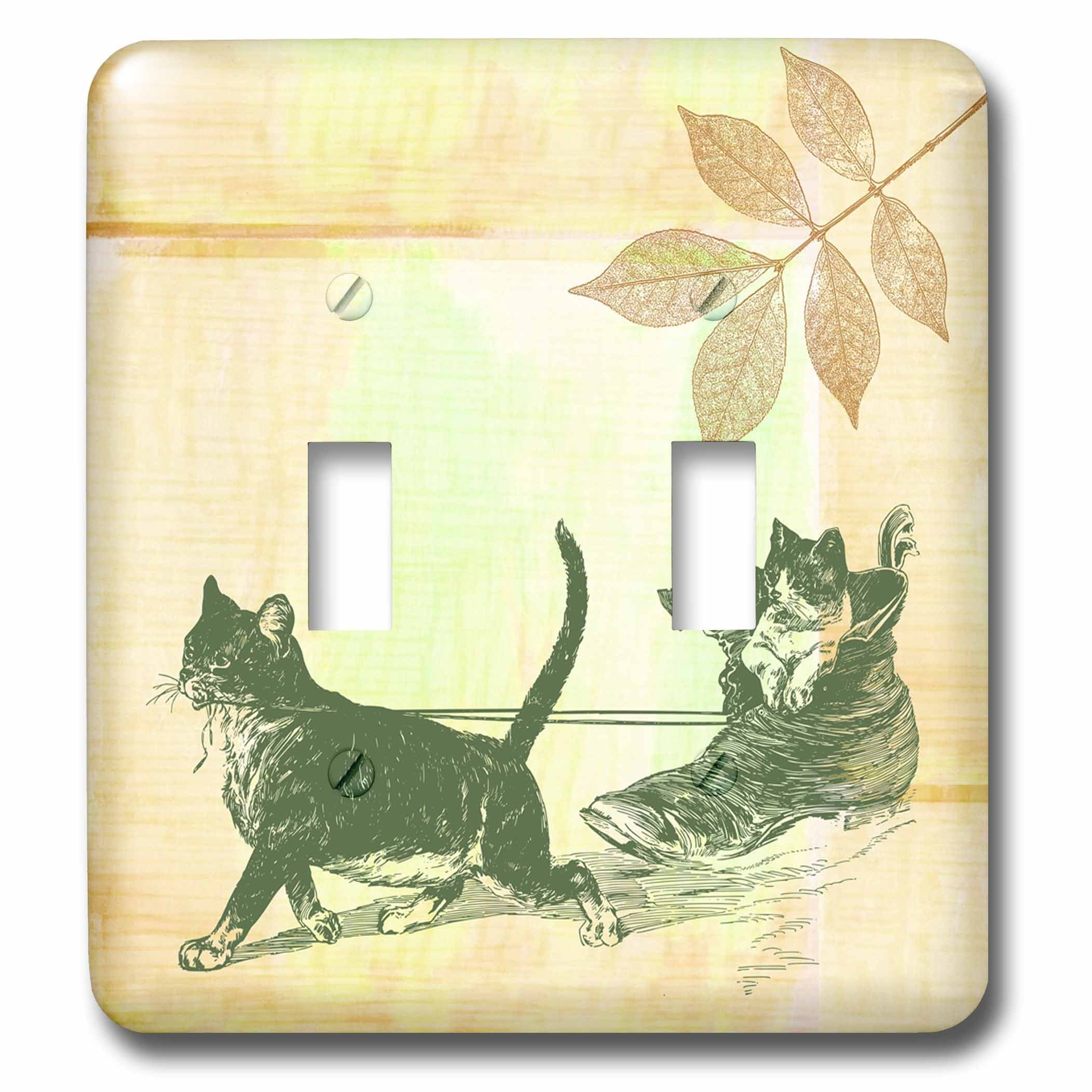 3dRose Cat Sled- Fun Pets- Animals Art - Double Toggle Switch (lsp ...
