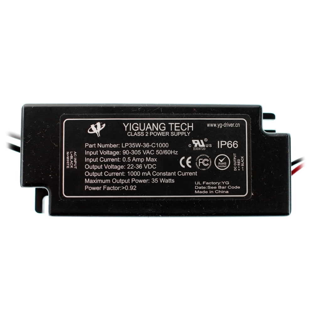 Yiguang-Tech LP35W-36-C1000 LED Driver, 90-305V-In, 22-36VDC @ 1000mA ...
