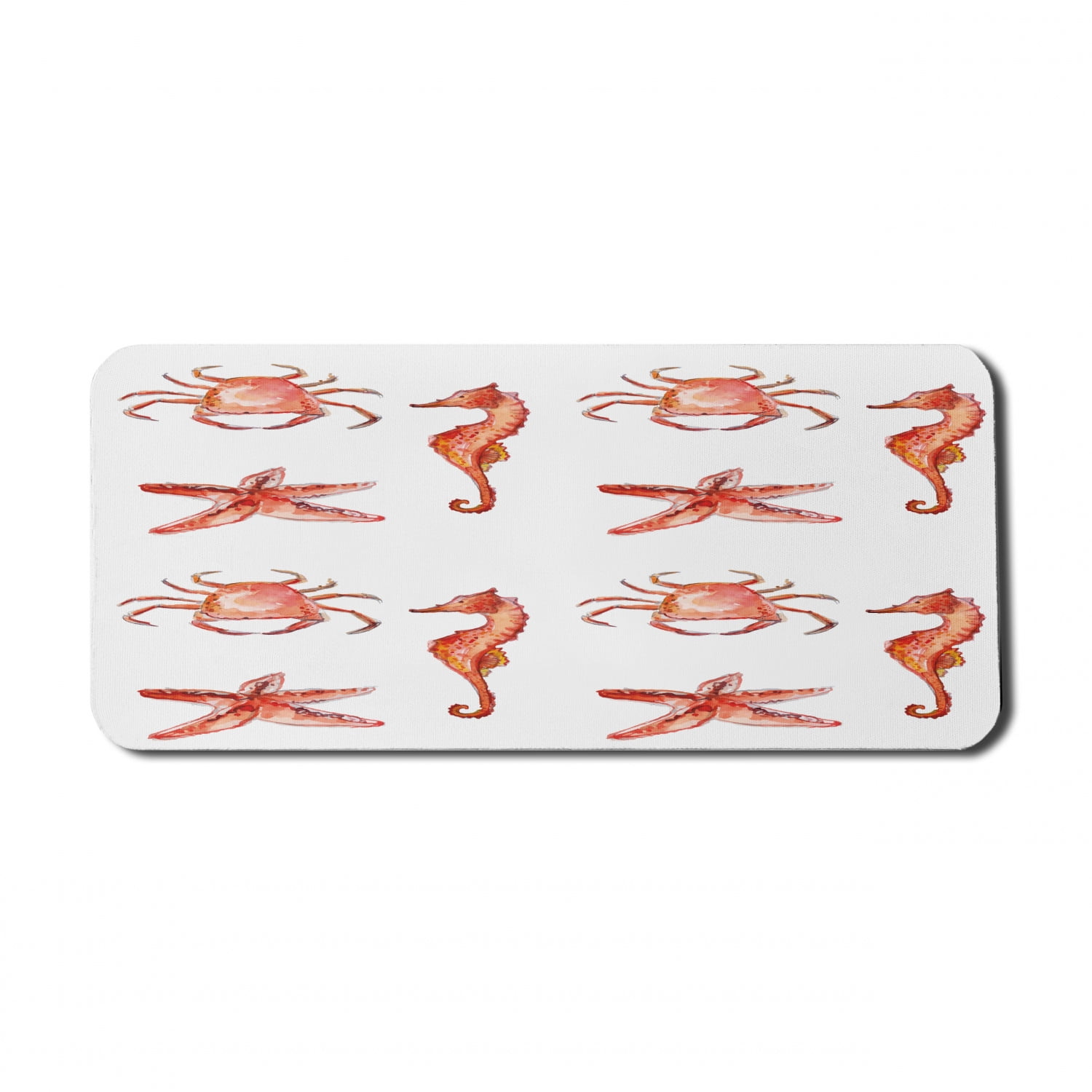 Nautical Computer Mouse Pad, Crab Seahorse Starfish Hand Drawn ...