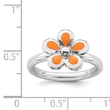 Sterling Silver Polished Orange Enameled Flower Ring - Walmart.com