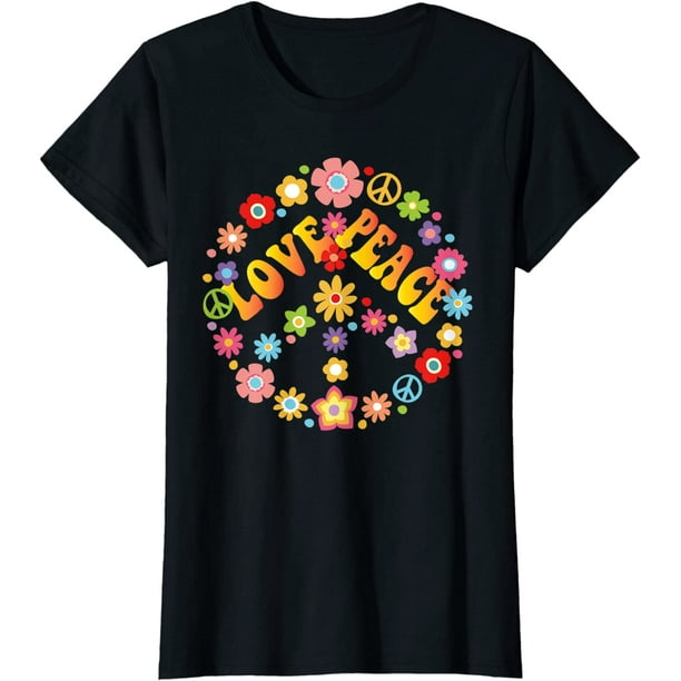 PEACE SIGN LOVE T Shirt 60s 70s Tie Dye Hippie Costume Shirt T-Shirt ...