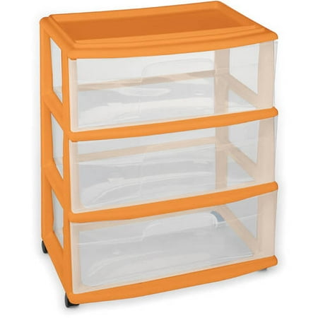 Homz 3 Drawer Wide Storage Cart, Orange - Walmart.com