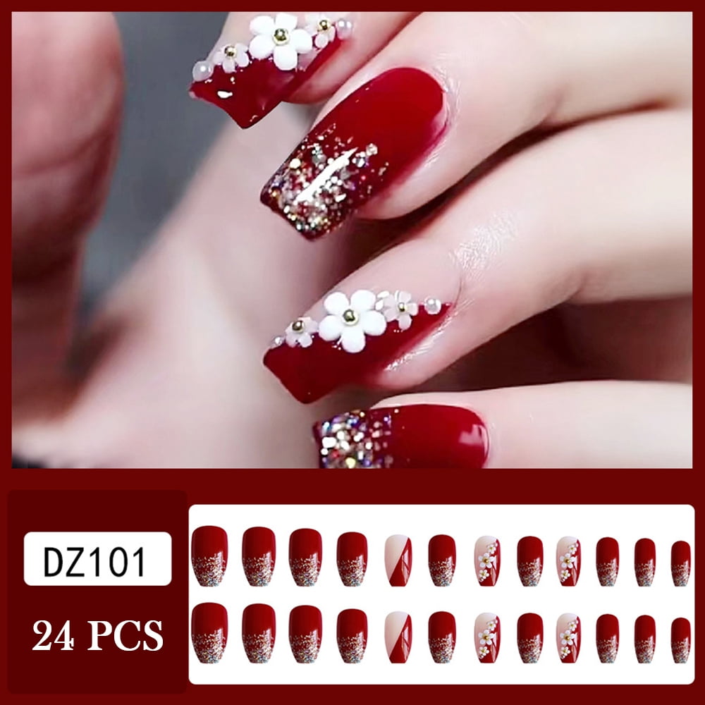 Easy Red And Gold Nail Designs