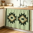 Boho Geometric Cabinet Curtains 32" W x 55" L, Green Ethnic Tribal ...
