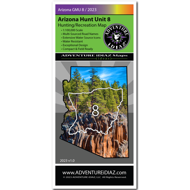 ADVENTURE iDIAZ - Arizona Hunt Unit 8 Map - Hiking, Hunting, Recreation ...