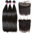 8-30 Inch Human Hair Bundles with Frontal Straight Weave Bundles with ...