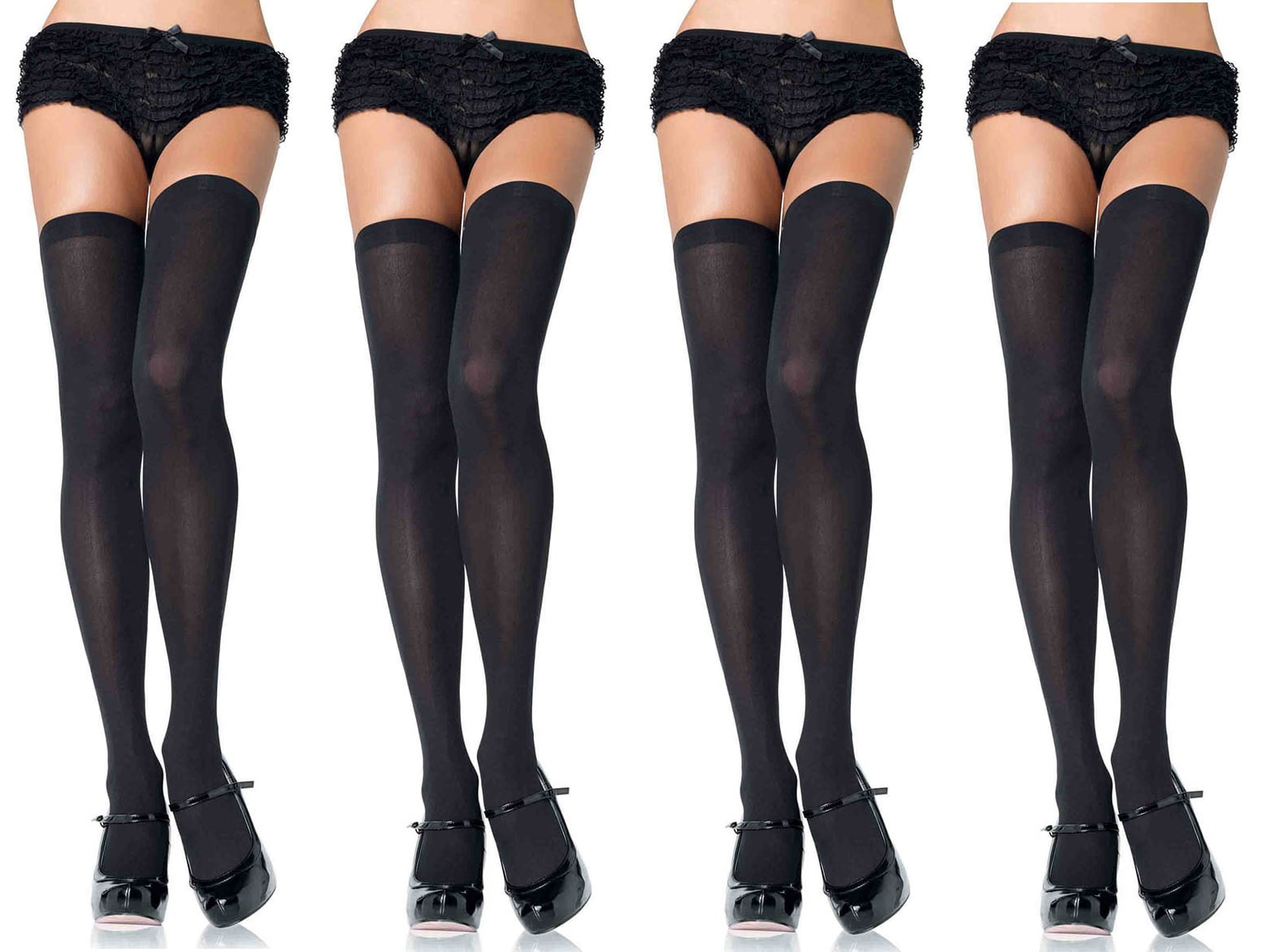 Womens Over The Knee Thigh Highs Hosiery Os 4 Pair Black