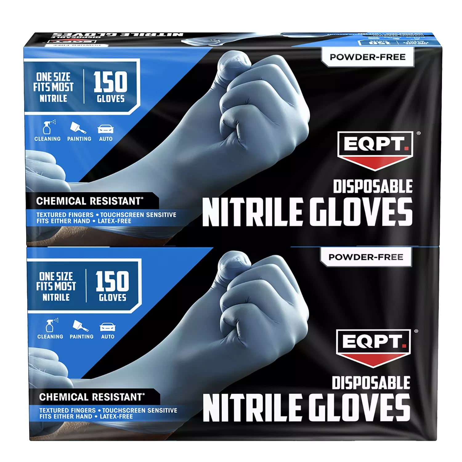 EQPT Industrial Powder-Free Nitrile Gloves, Blue, 150 Count (2 Pack ...