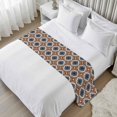 Brown Flower Bed Runner Cal King Size Vintage Blue Color Blocks ...