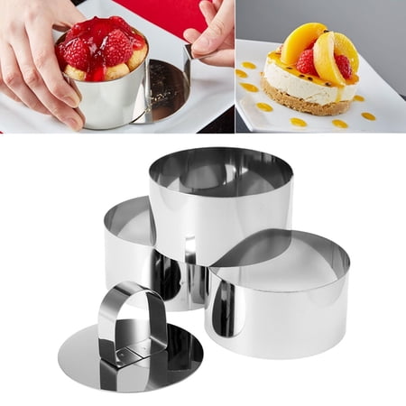 4pcs DIY Cake Mold Tools Stainless Steel Food Cooking Rings Pusher ...