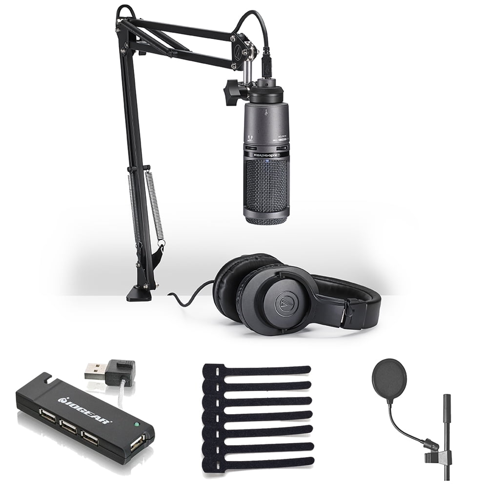 Audio-Technica AT2020USB+ Microphone Pack with ATH-M20x, Boom & USB ...
