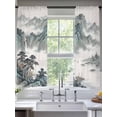Abstract Chinese Mountains Trees Sailboats Chiffon Sheer Curtains 63 ...