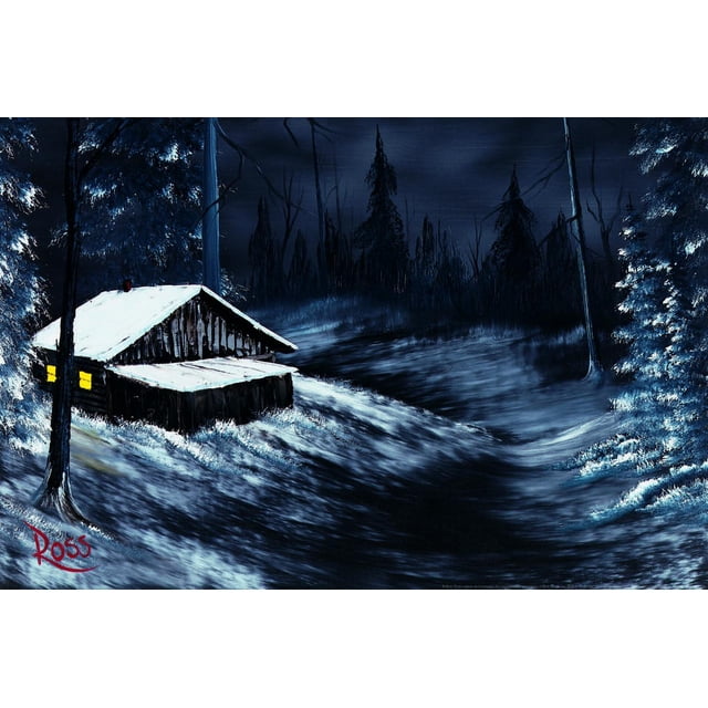 Bob Ross Winter Night Art Print Painting Bob Ross Poster Bob Ross ...