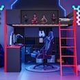 Newest Full Gaming Loft Bed with Desk and 7-Color Light, Wood Frame for ...