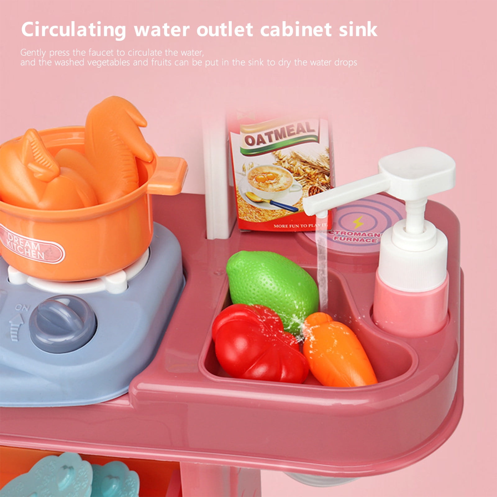 Chgbmok Toys Under Kitchen Play Set With Accessories Mini Kitchen Set With Realistic Water Outlet Indoor Games Kitchen Cooking Playset Toys F