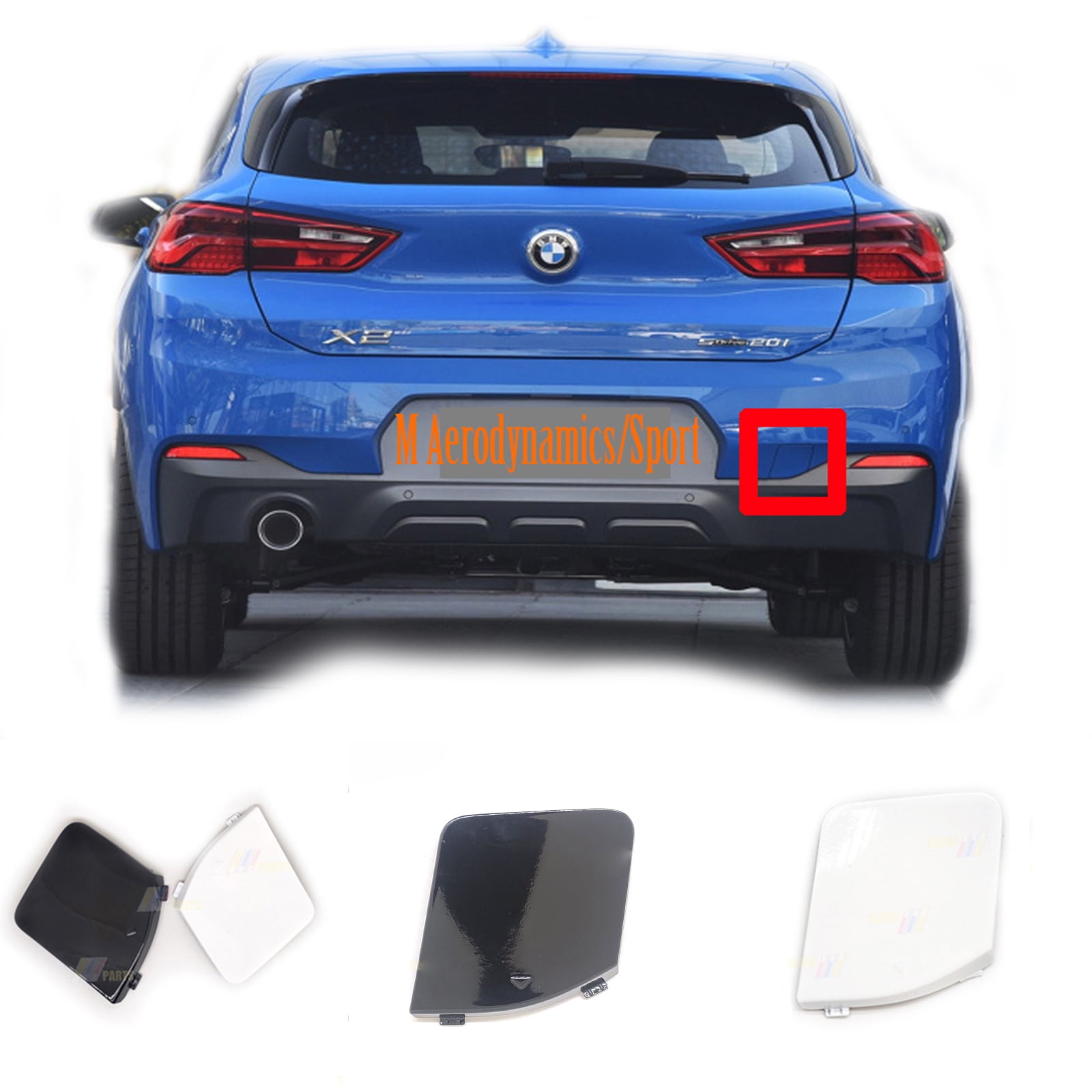 Trimla Rear Tow Cover for 17-21 BMW X2 F39 M Aerodynamics Sport X Fit ...