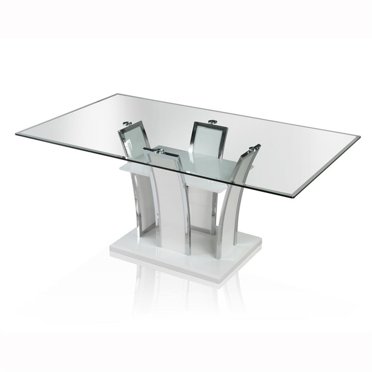 Contemporary Glass-Insert Dining Table, Black - Walmart.com
