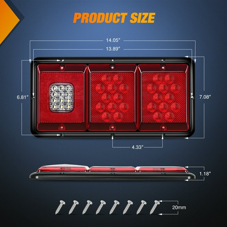 Rectangle Flush Mount Brake Lights Stop/Turn/Tail | Buyers Products