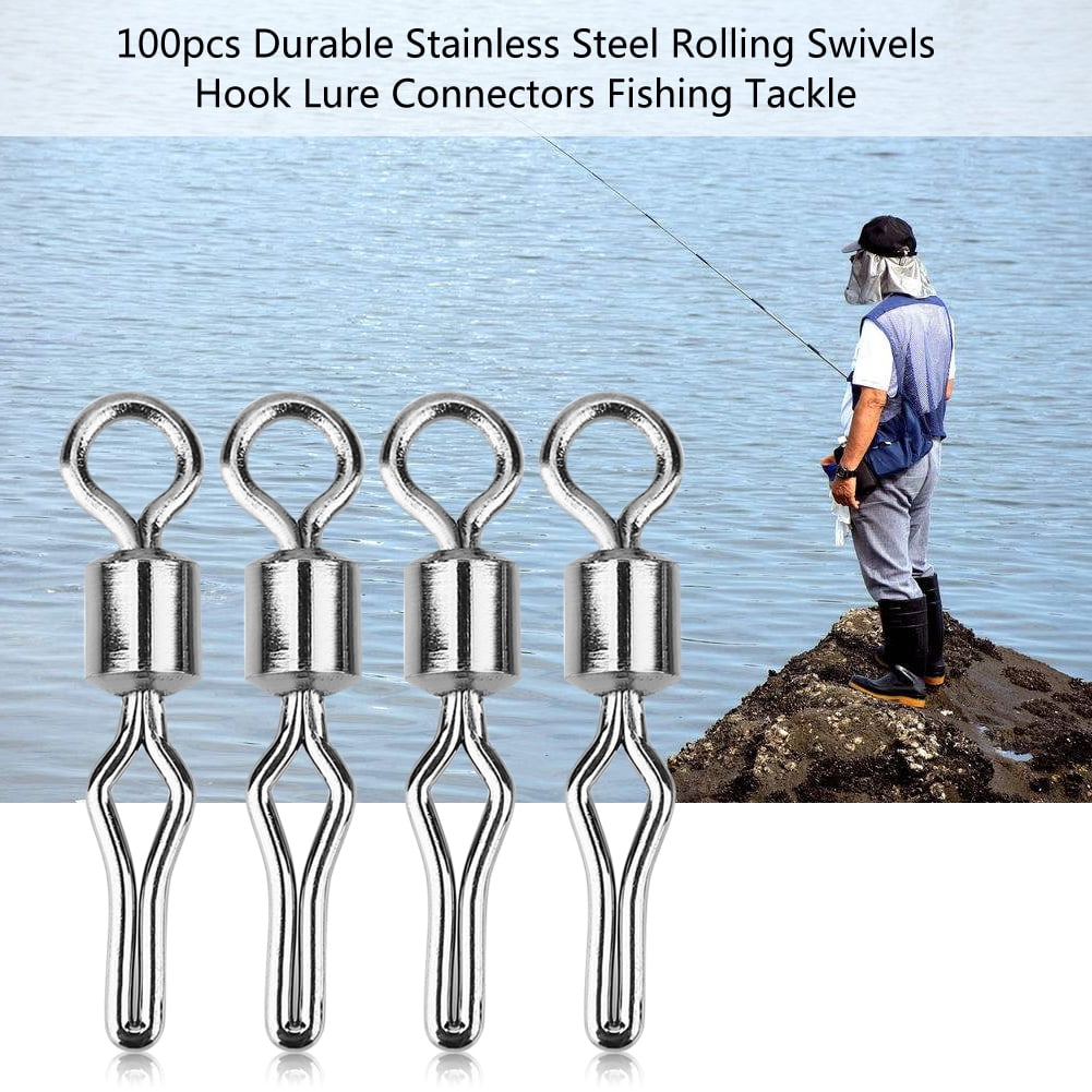 LHCER 100pcs Durable Stainless Steel Rolling Swivels Hook Lure ...