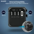 SHARP Power Universal Travel Adapter, Worldwide AC Plug with 4 USB ...