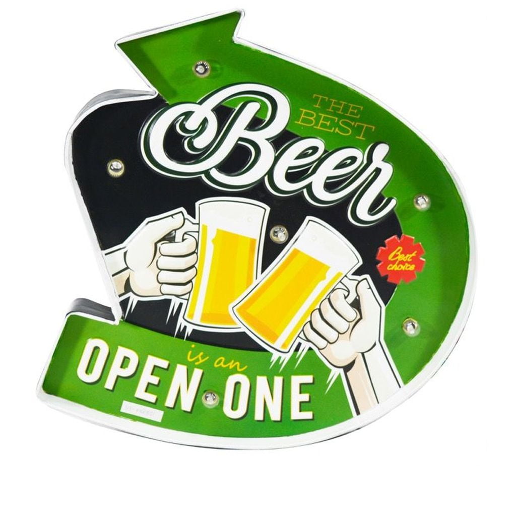 14 in Metal Rustic Green Lighted Embossed Beer Arrow Sign - Walmart.com