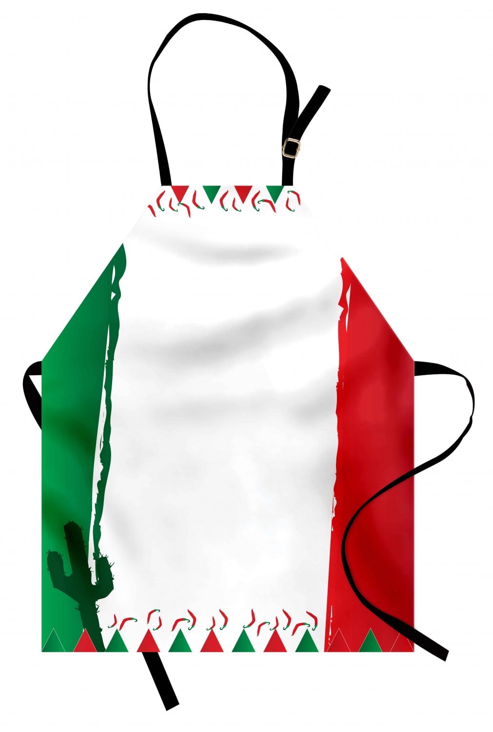 Hispanic Apron, Mexican Themed Graphic in Flag Colors Cactus and Pepper ...