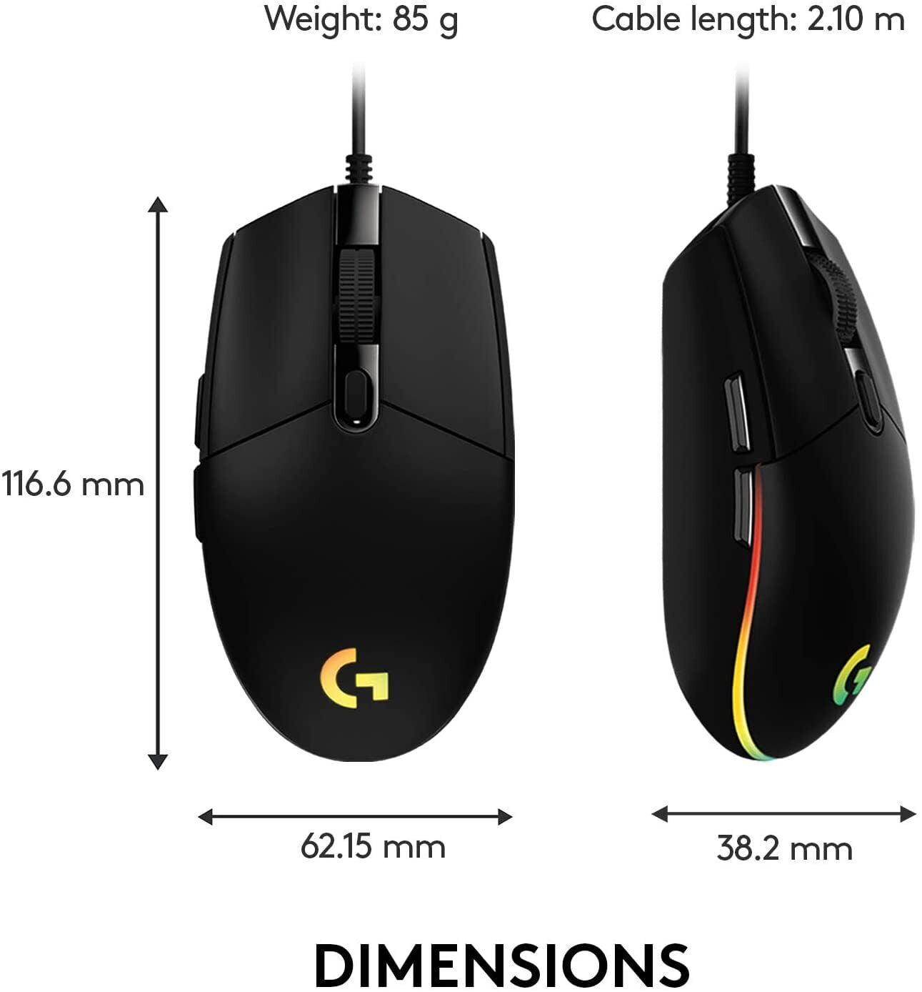 Buy Logitech G203 LightSync Wired Gaming Mouse 8,000 DPI, RGB PC/Mac ...