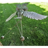 Whimsical Kinetic Metal Owl Yard Stake Wind Spinner Whirly-Gig Windmill ...