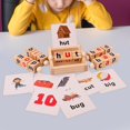 Kokiya Wooden Reading Blocks s Game Flash Cards Rotating Matching ...