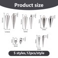 1Set 60Pcs 5 Styles 201 Stainless Steel Pendants Cone Charms Stainless ...
