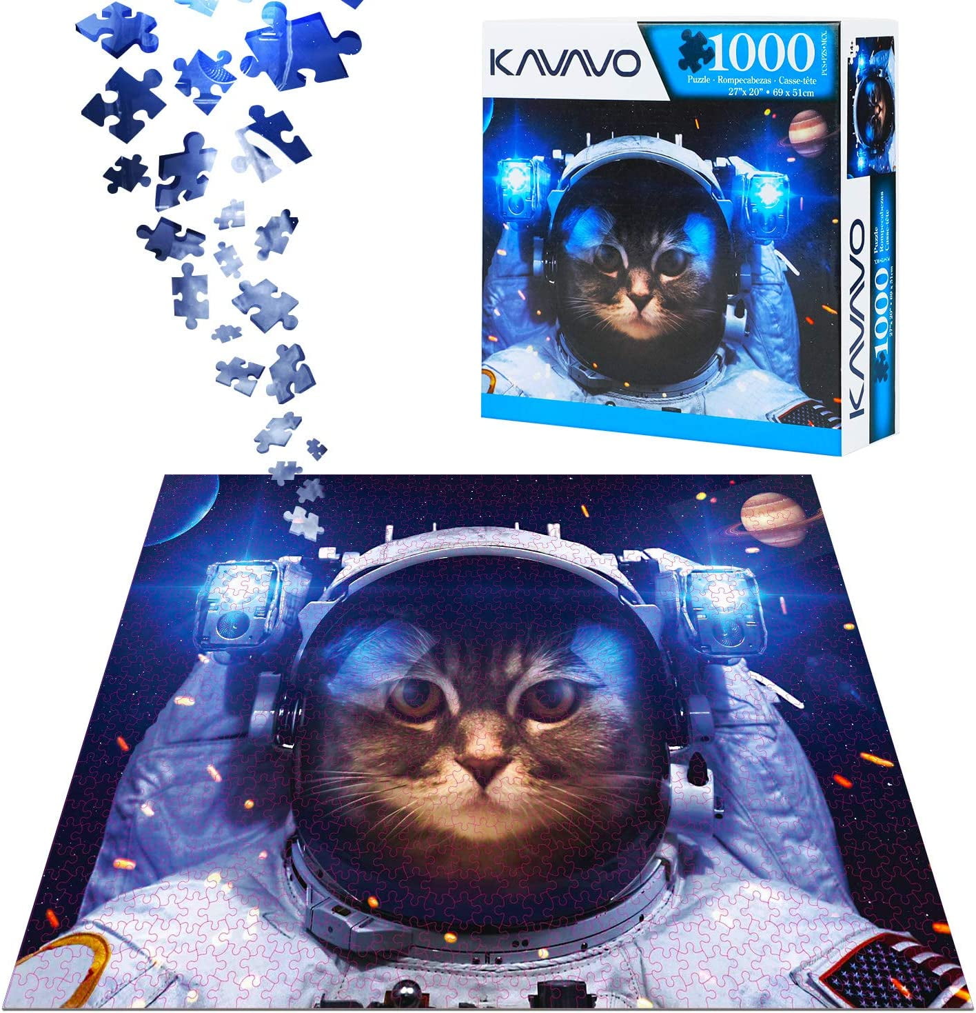 1000 Piece Jigsaw Puzzle for Adults,[Spcae Cat],Premium Recyclable ...